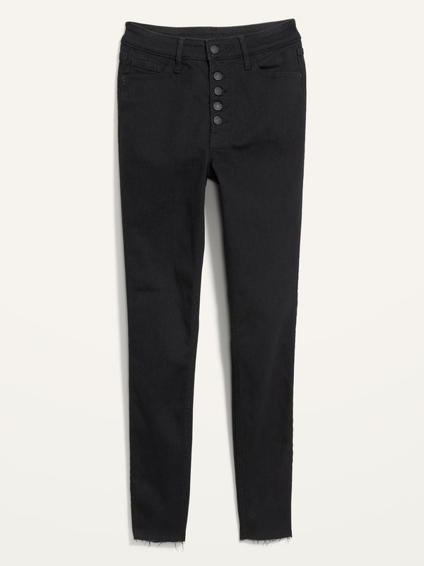 Extra High-Waisted Button-Fly Rockstar 360° Stretch Super-Skinny Cropp ...
