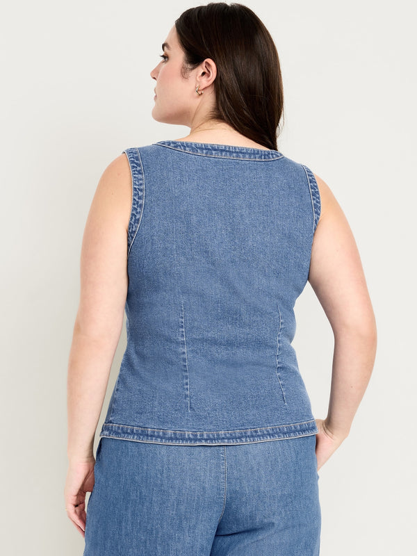 Sleeveless Longline Denim Vest - Old Navy Philippines